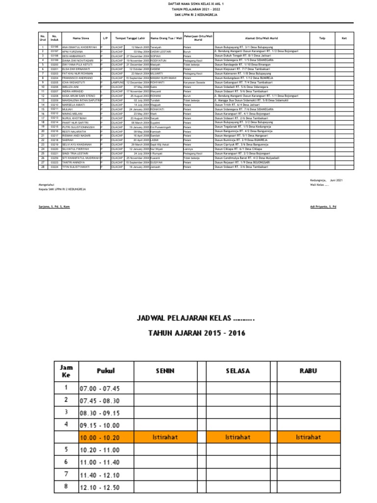 Berkas Administrasi Wali Kelas | PDF