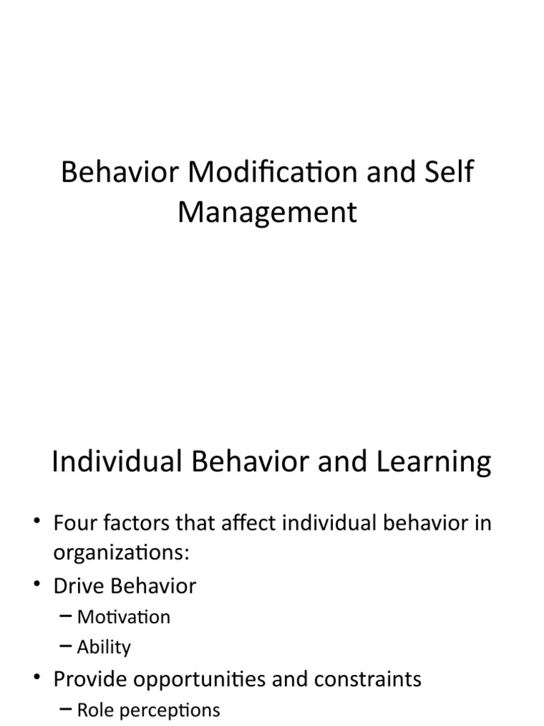 Behavior Modification and Self Management SIBS - 1647235093471 ...
