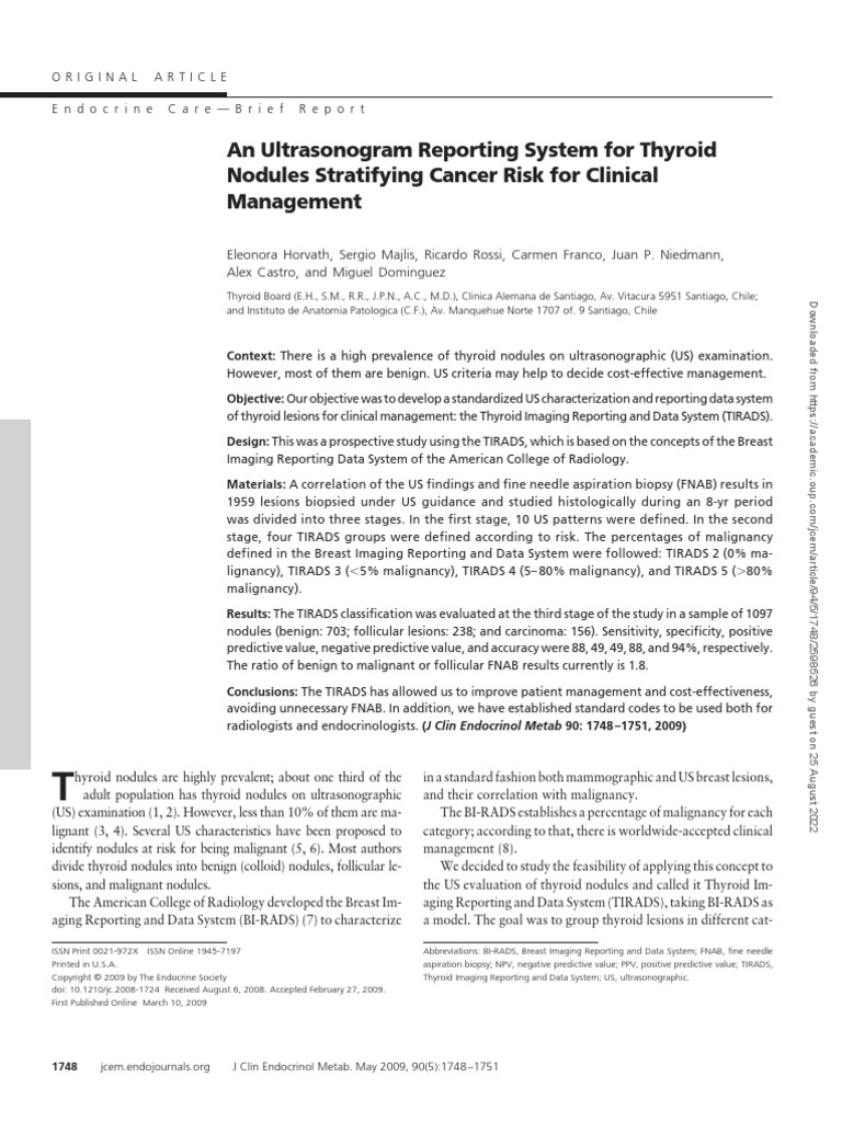An Ultrasonogram Reporting System For Thyroid Nodules Stratifying ...