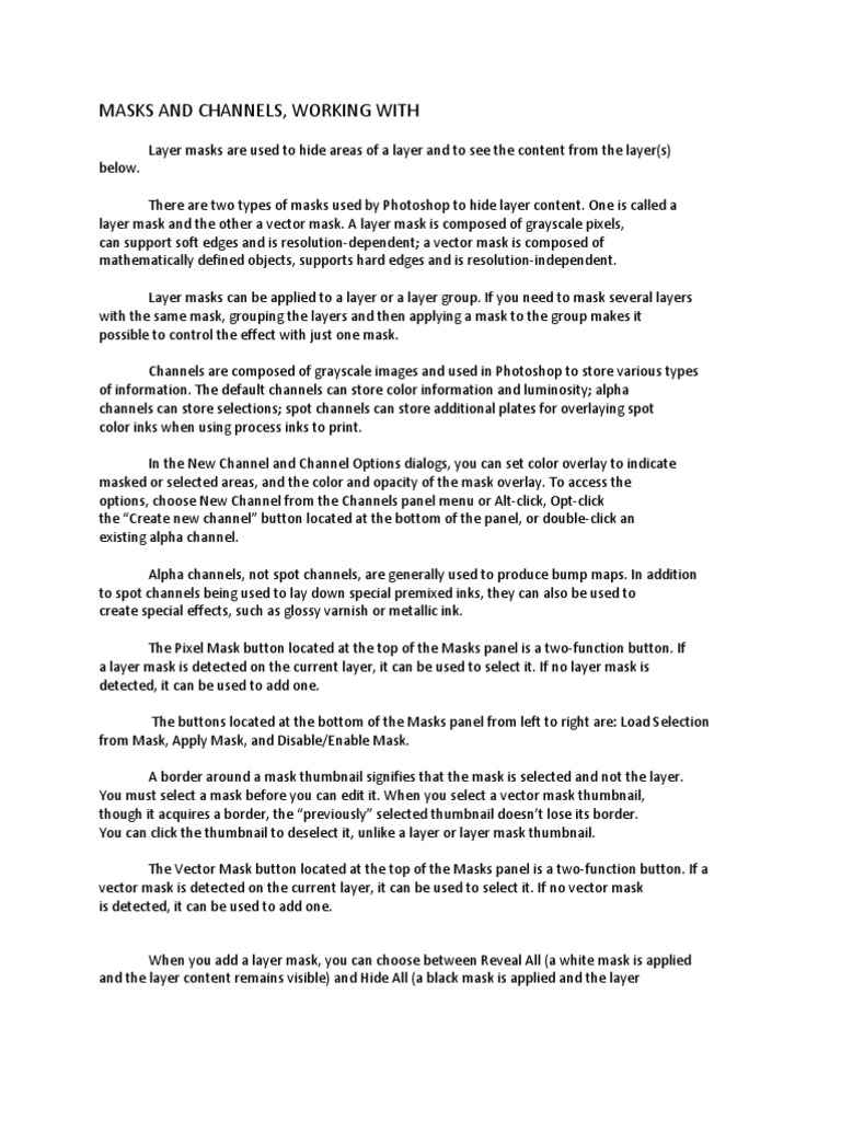 Masks and Channels | PDF | Adobe Photoshop | Computer Graphics