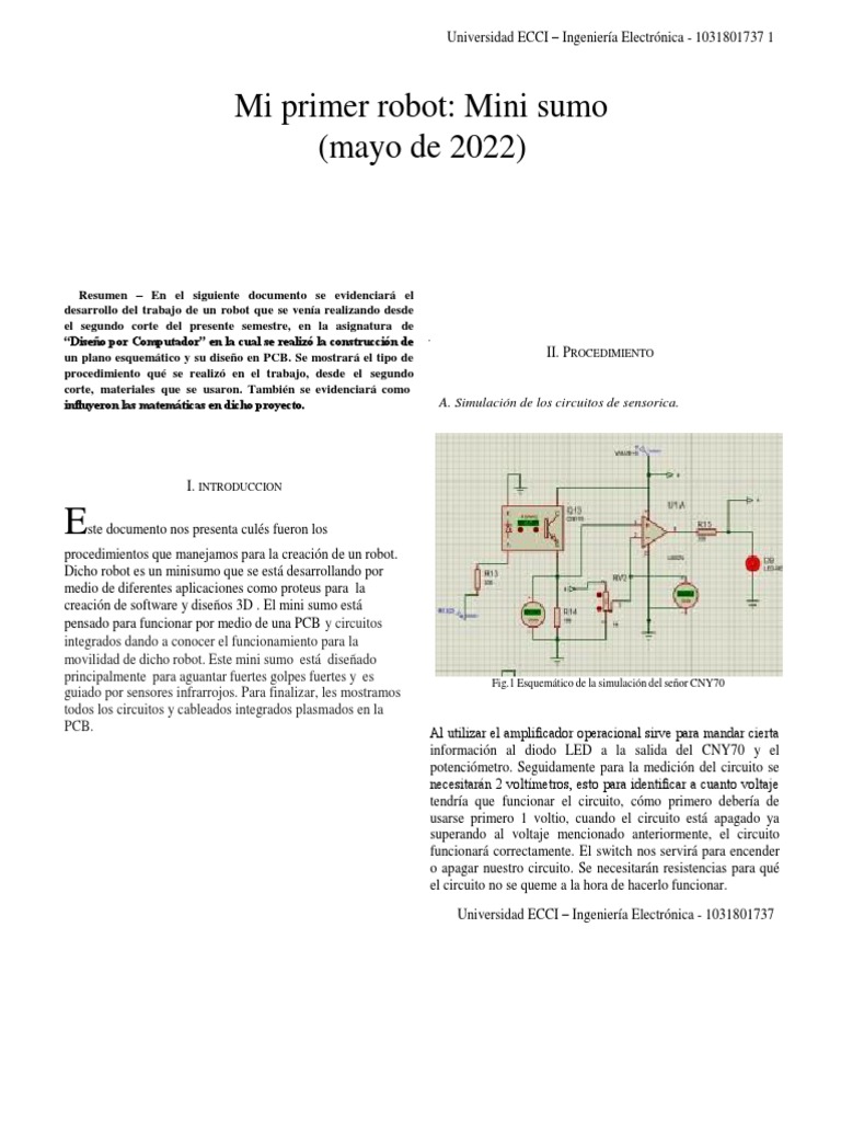Diseño y Construcción de Mini Sumo | PDF | Electrónica | Placa de circuito impreso
