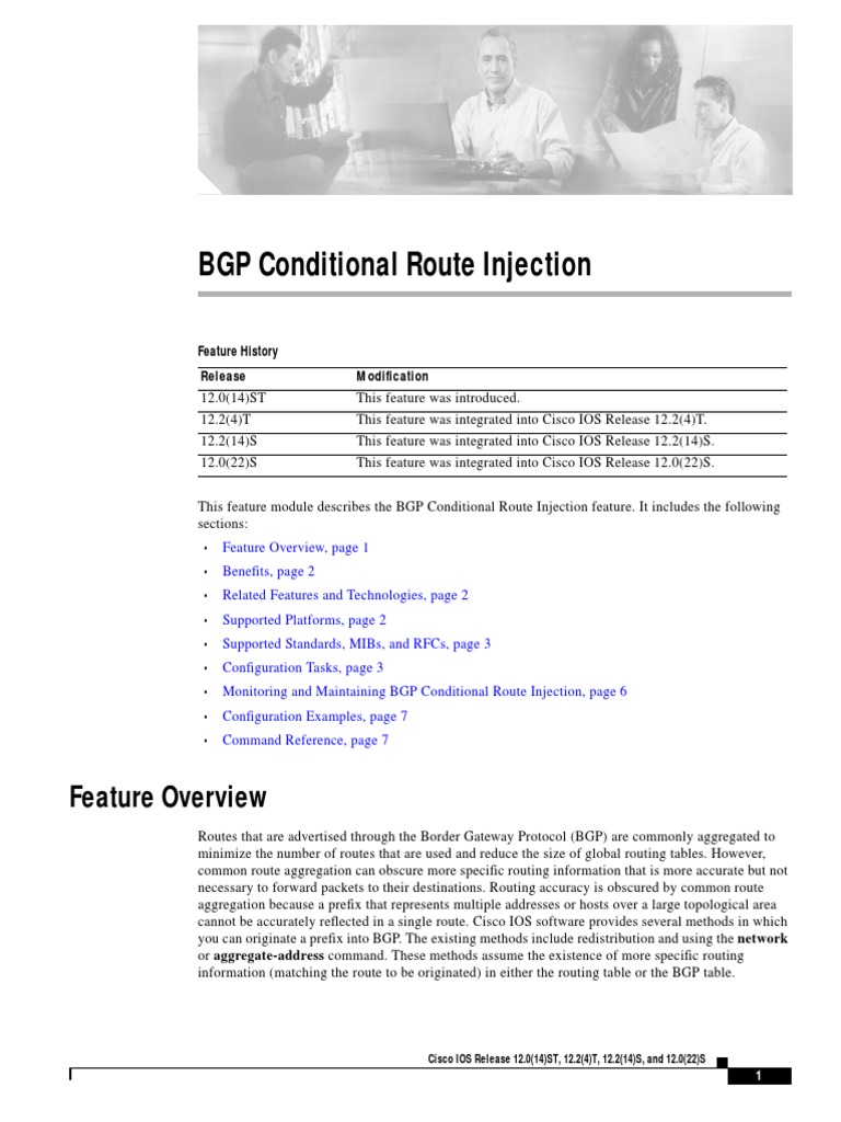 BGP Conditional Route Injection | PDF | Routing | Router (Computing) BGP Conditional Route Injection | PDF | Routing | Router (Computing)
