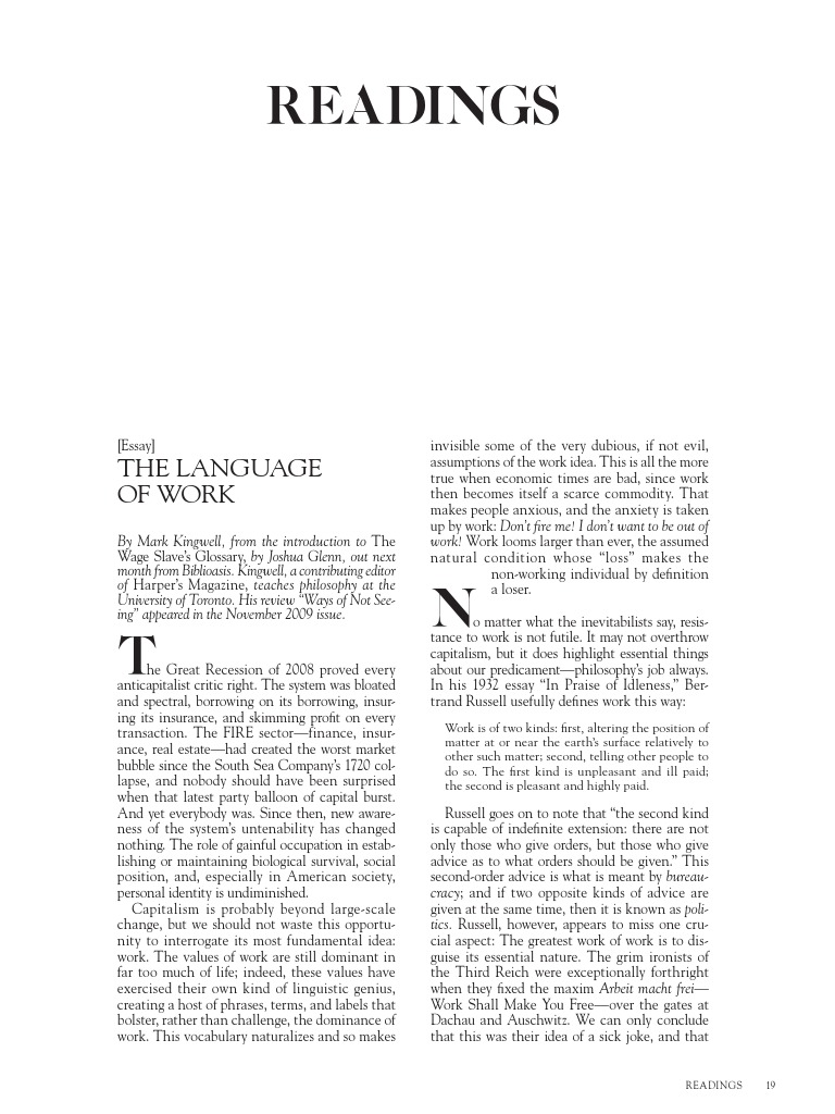 The Language of Work | PDF | Capitalism | Ideologies