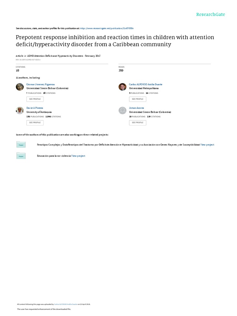 Prepotent Response Inhibition and Reaction Times in Children With ...