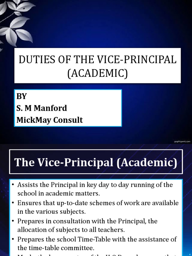 Duties of The Vice-Principal (Academic) | PDF | Career & Growth
