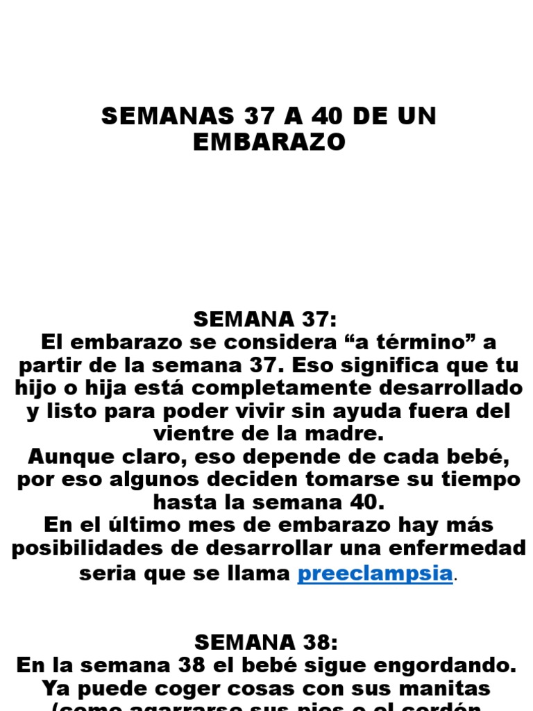 Semanas 37 A 40 de Un Embarazo | PDF | Salud y bienestar