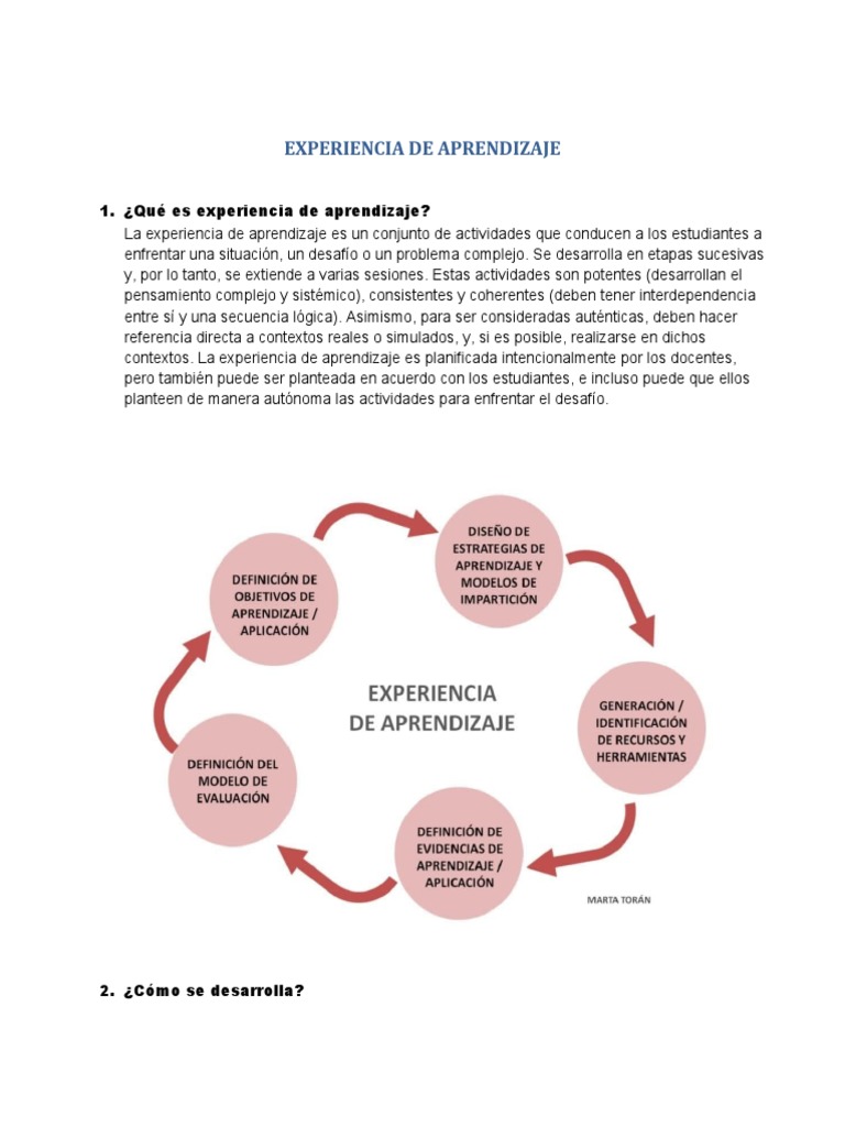 Experiencia de Aprendizaje (Gui) | PDF | Aprendizaje | Experiencia