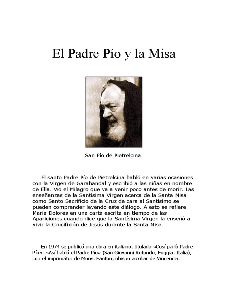 El Padre Pío y La Misa | Descargar gratis PDF | eucaristía | Misa ...