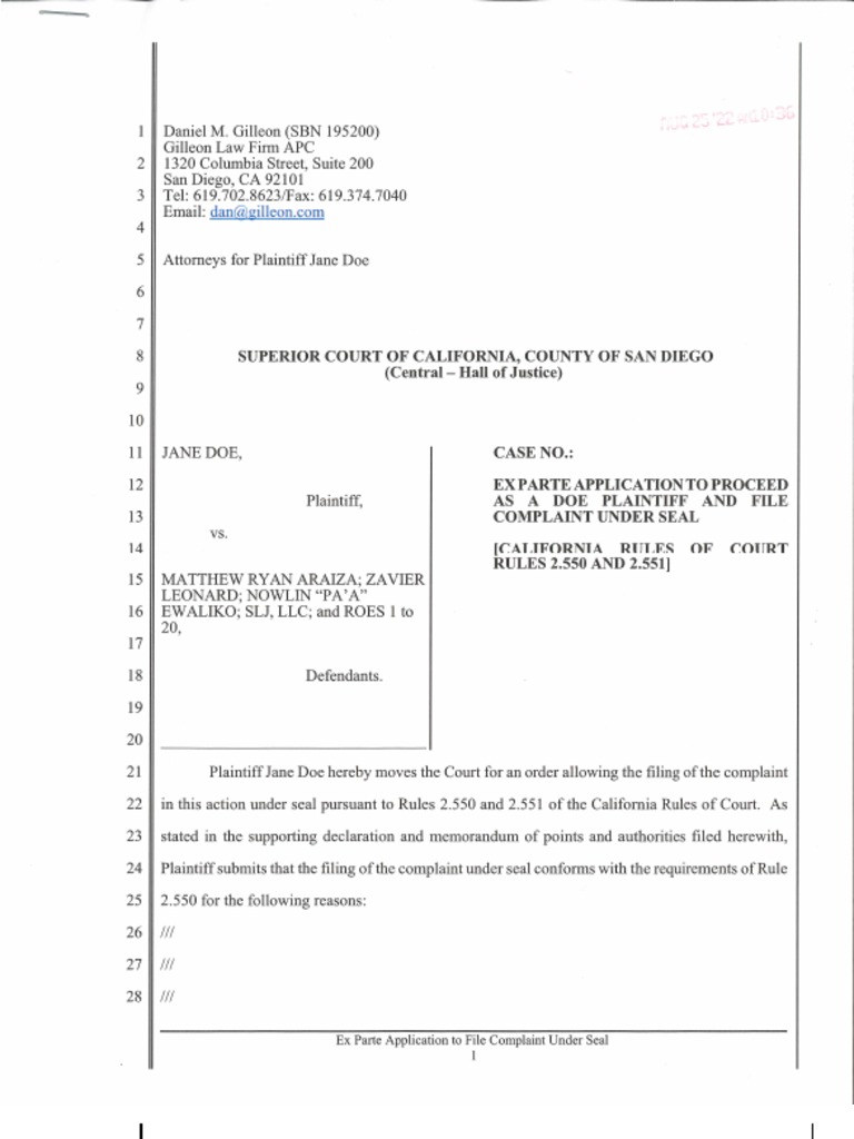 Court Stamped Ex Parte | PDF | Complaint | Legal Procedure