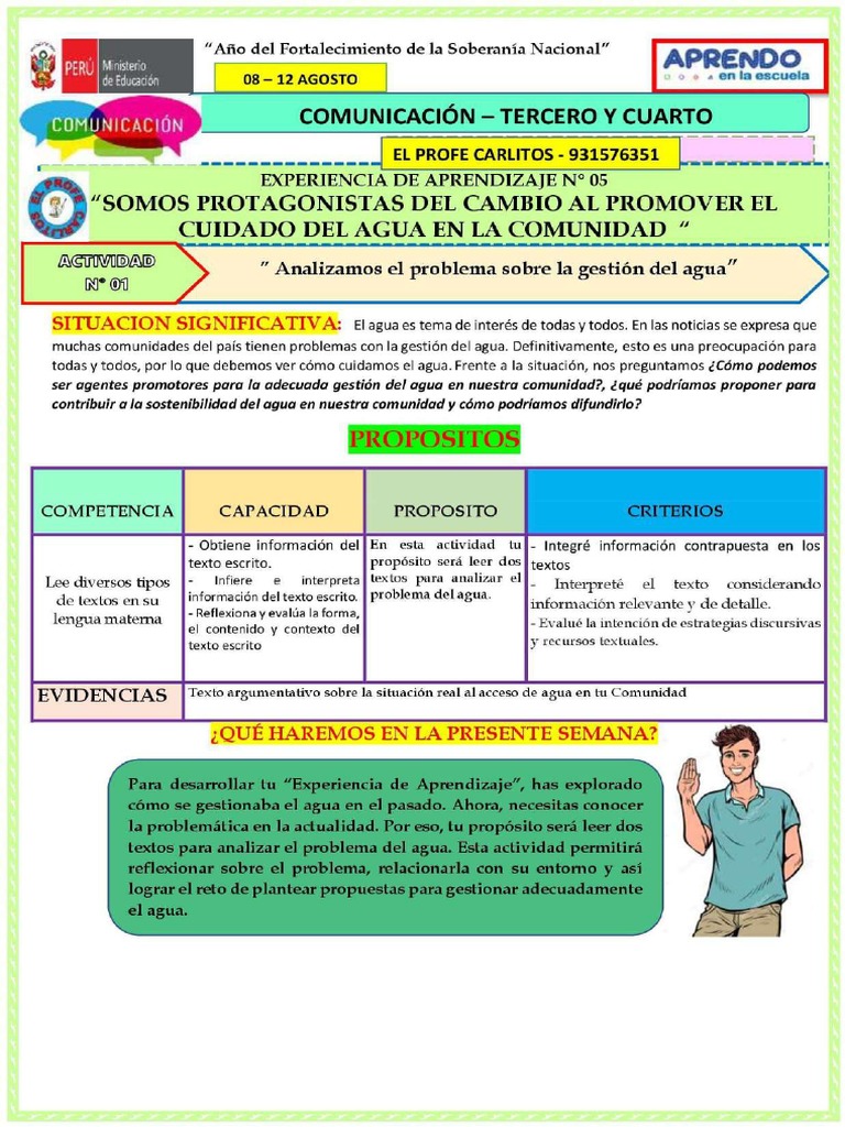 Experiencia de Aprendizaje 05 - Actividad #01 - 3ero y 4to Grado - Comunicacion - 00001 | PDF