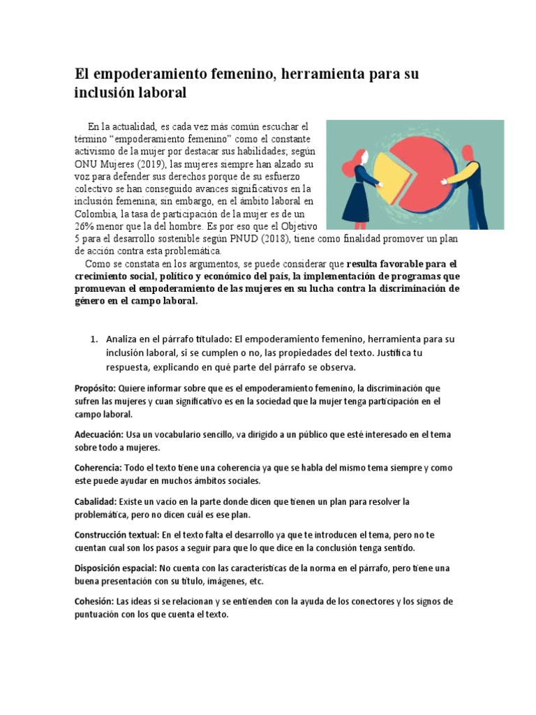 El Empoderamiento Femenino TRABAJO | PDF | Empoderamiento | Mujer