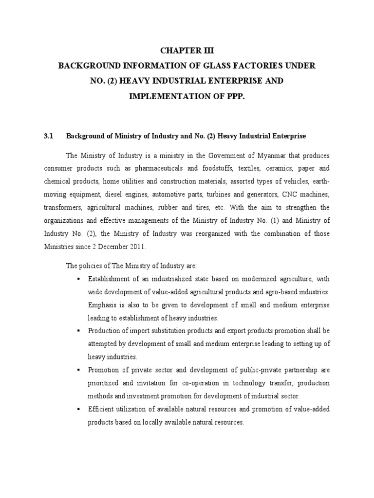 Chapter 3 PPP Kyaukse Glass Factory | PDF | Economic Sectors | Secondary Sector Of The Economy