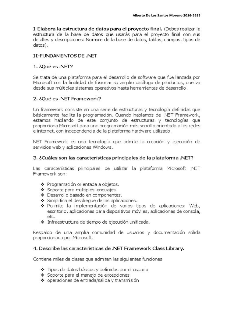 EstructuraBD_FundamentosNET_POO | PDF | .NET Framework | Objeto (informática)