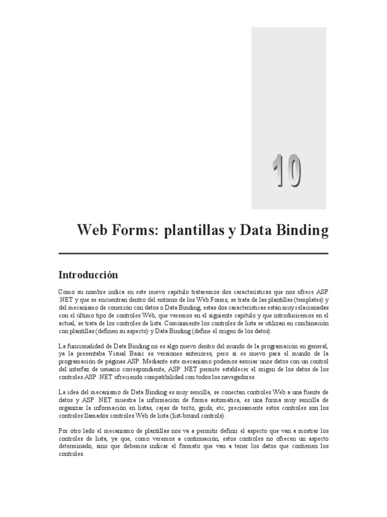 Unidad 4. Recurso 1. Plantillas y Data Binding | PDF | Active X Data Objects | Páginas del ...