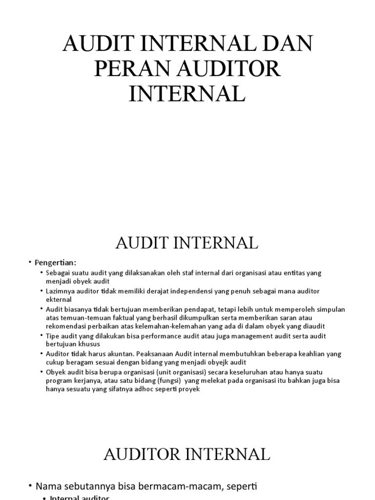 Peran Auditor Internal dalam Audit Internal | PDF | Karier ...