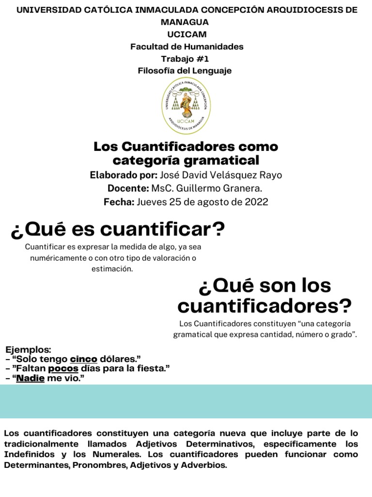 Los Cuantificadores Gramaticales | PDF | Adjetivo | Numero Gramatical