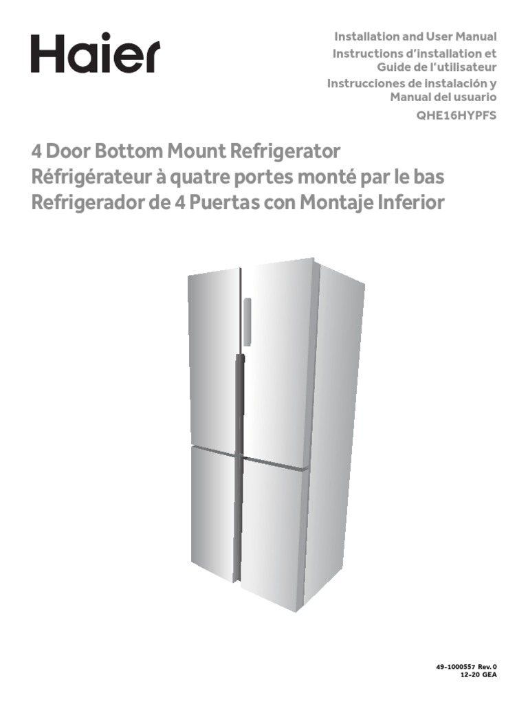 Haier Fridge Manual | PDF | Refrigerator | Ac Power Plugs And Sockets