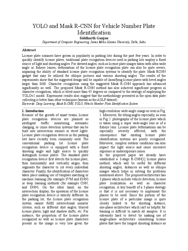 YOLO and Mask R-CNN For Vehicle Number Plate Ident | PDF | Image ...