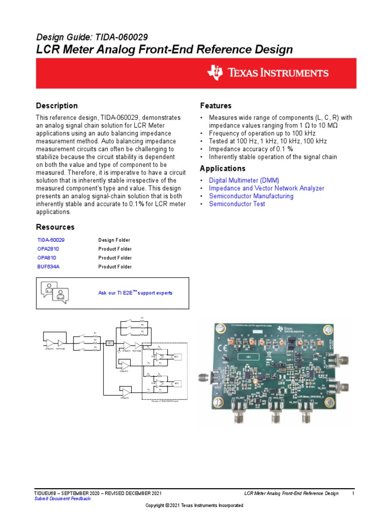 LCR Meter Analog Front-End Reference Design | PDF | Amplifier | Electrical Impedance