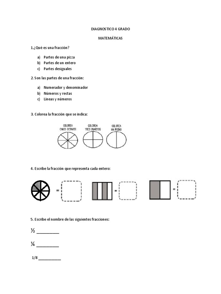 Diagnostico 4 Grado Matemáticas | PDF
