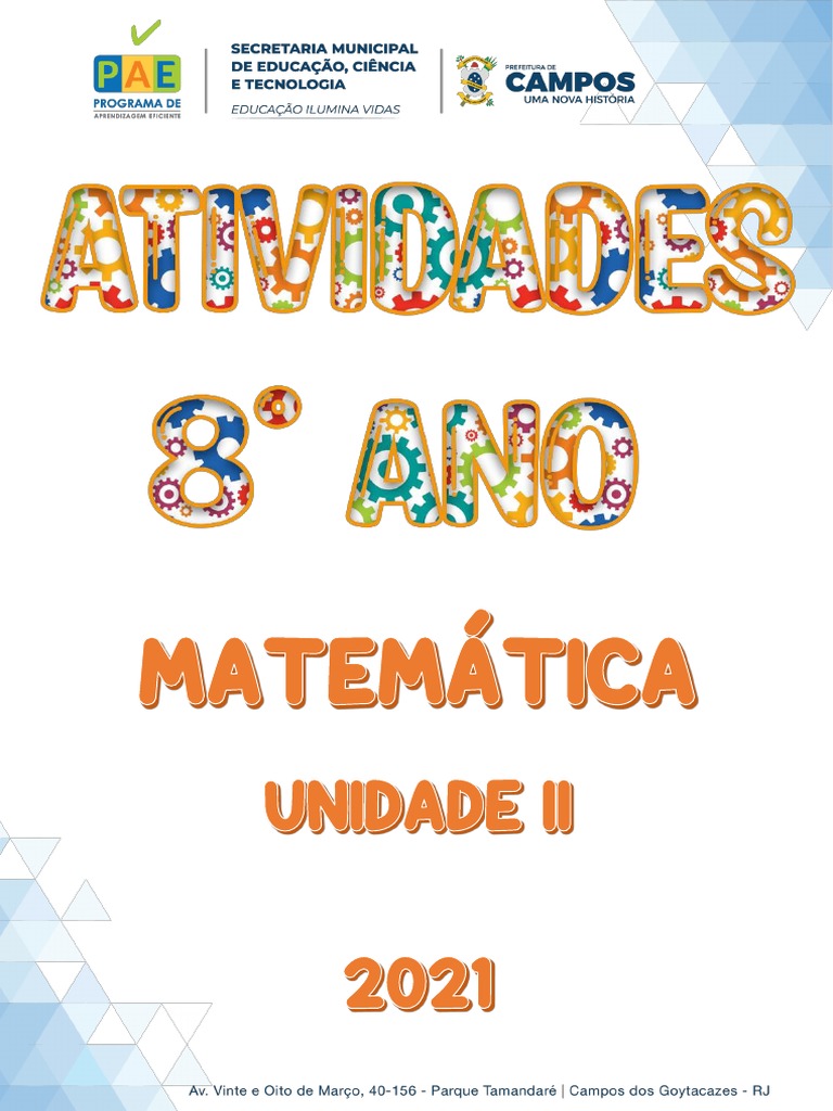 Matemática Oitavo Ano - Março | PDF | Matemática | Matemática elementar