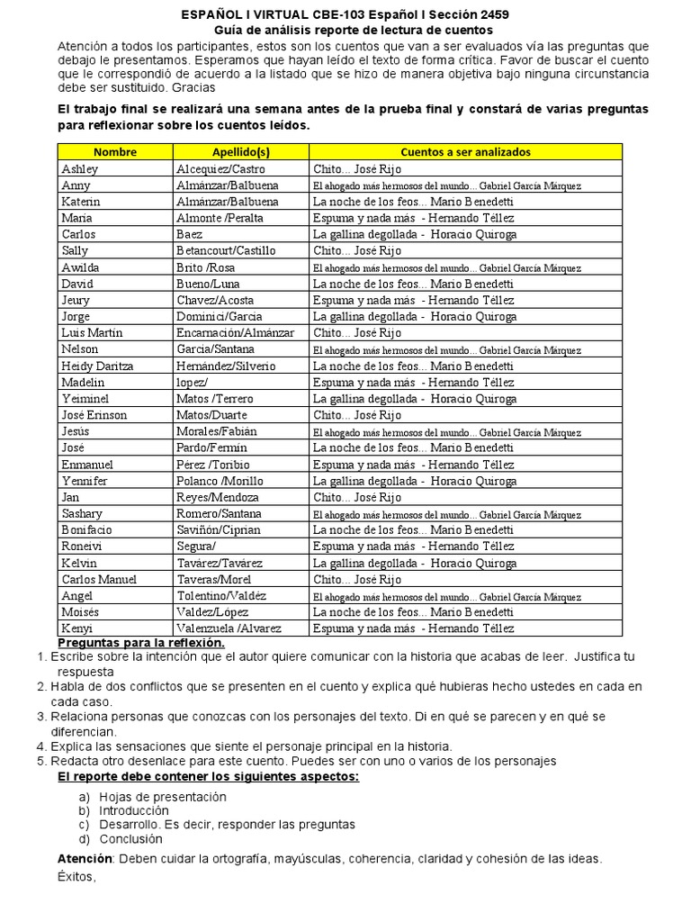 Guía de Análisis Reporte de Lectura Español I | PDF | Poesía | Ficción ...