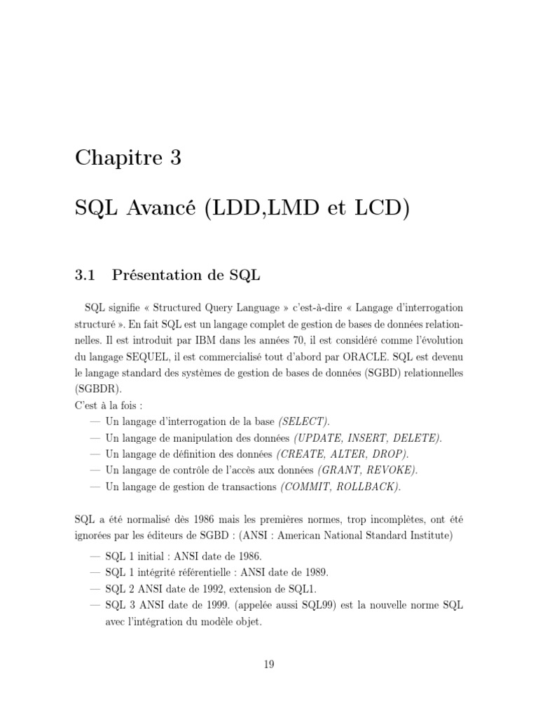 Chapitre 3 - BASE - de - DONNEE | Descargar gratis PDF | SQL | Informatique