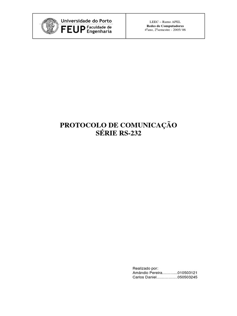 Protocolo RS232 | Download grátis PDF | Protocolo de controle de transmissão | Rede de computadores
