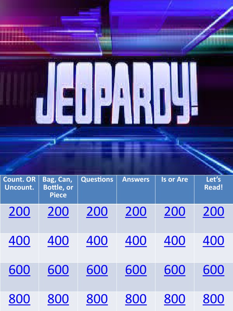 Jeopardy U1 | PDF | Cooking, Food & Wine