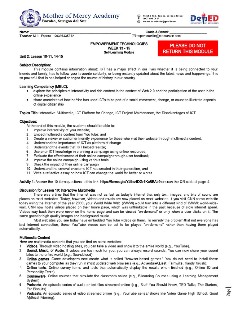 Class Notes For Ict shs6 | PDF | Copyright Infringement | Educational ...