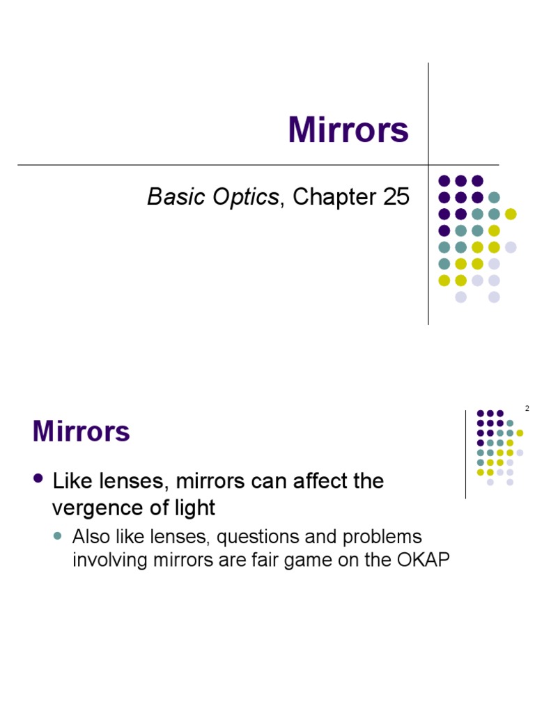 Mirrors: Basic Optics, Chapter 25 | PDF | Mirror | Radiation