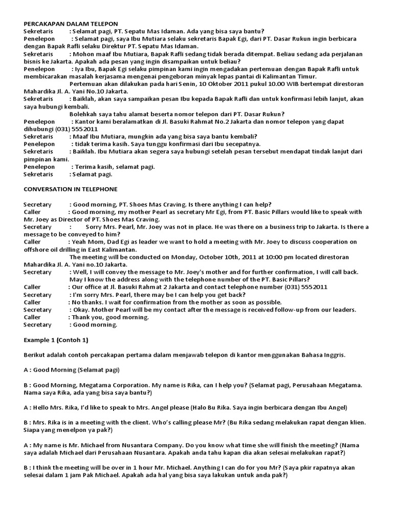 Percakapan Dalam Telepon | PDF