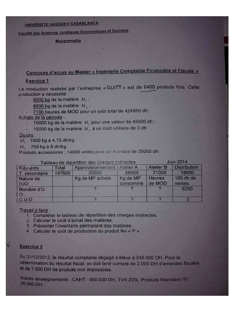 Master Ingénierie Comptable Fiscale Et Financière FSJES Mohammedia | PDF