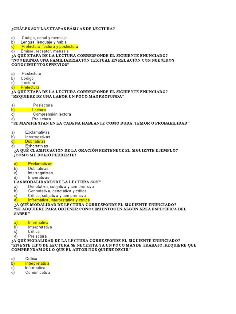 CUESTIONARIO DE LENGUAJE | PDF | Oración (Lingüística) | Gramática