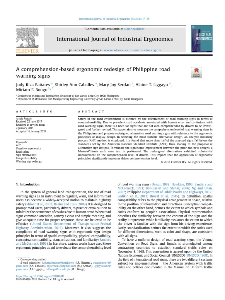 10 1016@j Ergon 2018 01 011 | PDF | Human Factors And Ergonomics | Road