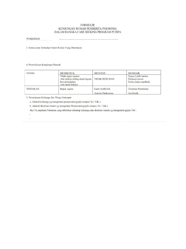 form kunjungan pneumonia | PDF