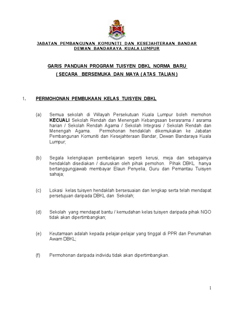 Garis Panduan Pembukaan Pusat Tuisyen 2022 | PDF