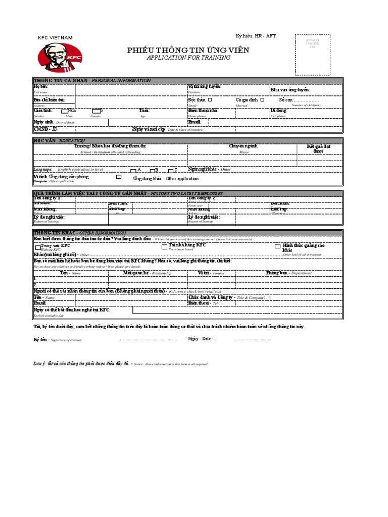 Application Form (RSC) - KFC | PDF