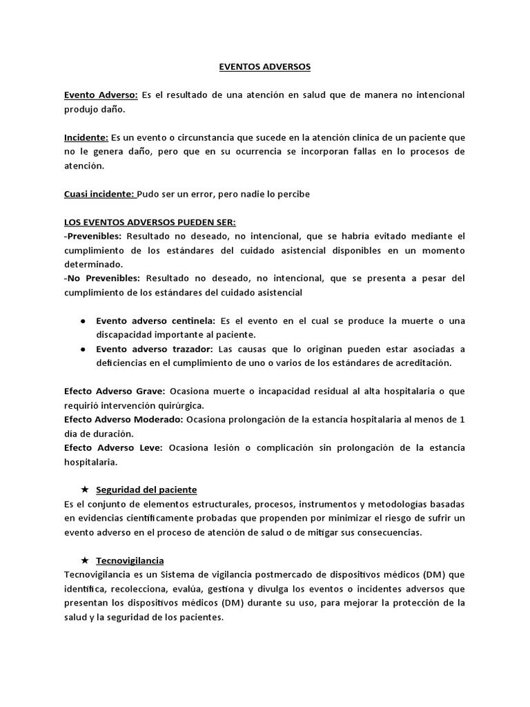 Eventos Adversos en Atención Médica | PDF | Seguridad del paciente