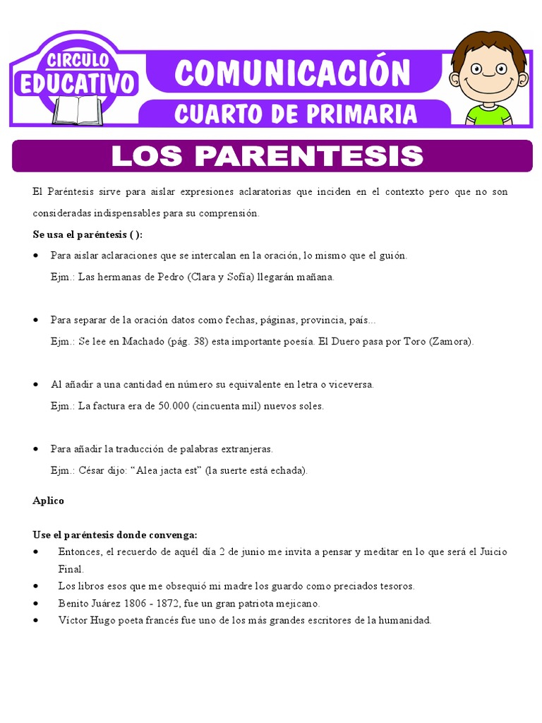 Los Parentesis para Cuarto de Primaria | PDF