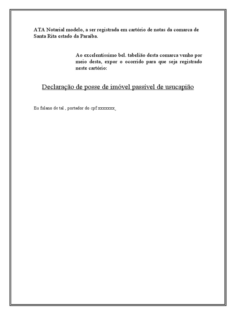 ATA Notarial Modelo | PDF