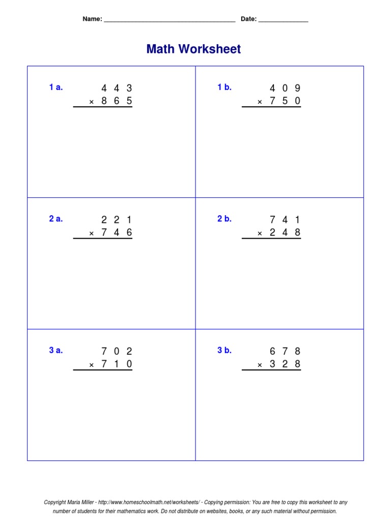 Math Worksheet: Name: - Date | PDF