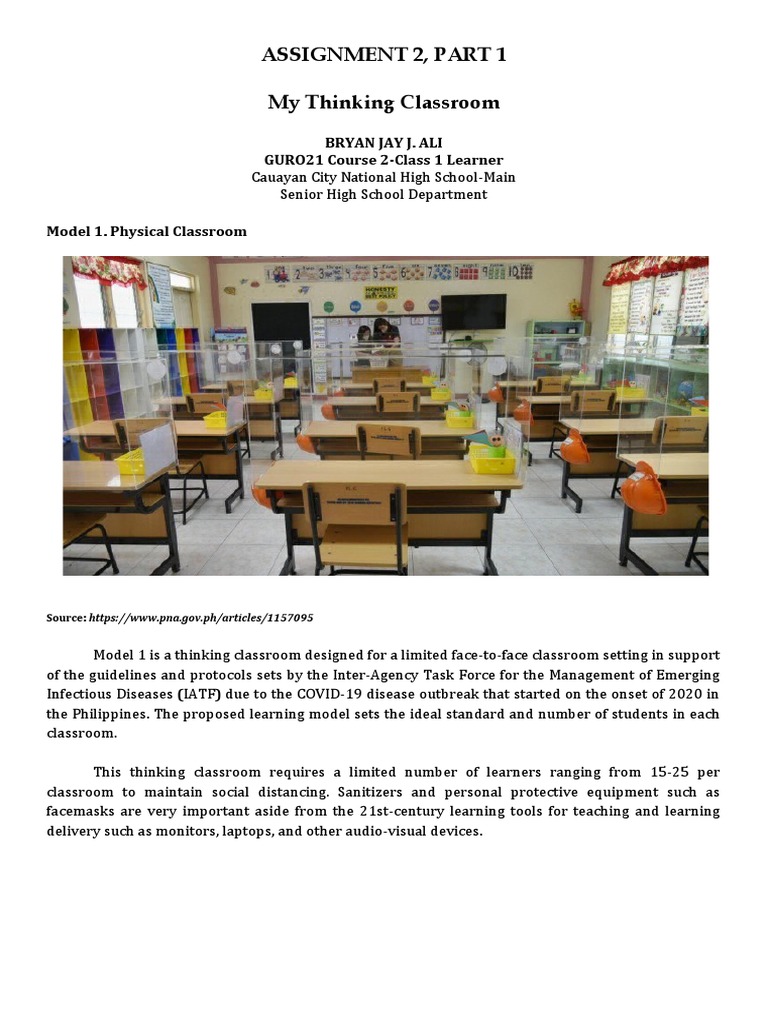 Assignment 2, Part 1 My Thinking Classroom: Bryan Jay J. Ali GURO21 Course 2-Class 1 Learner ...