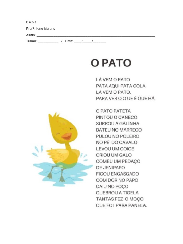 Atividade - O Pato | PDF