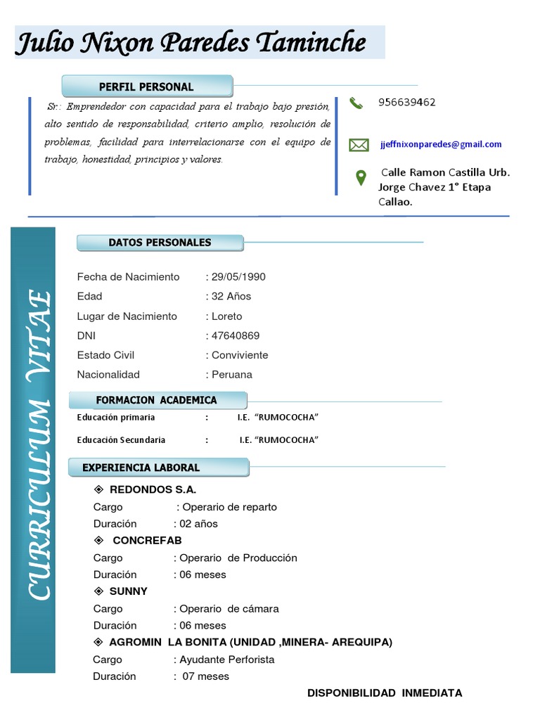 C.V. Documentado Julio Paredes | PDF