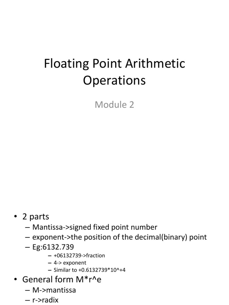 Floating Point Arithmetic Operations Pdf Arithmetic Subtraction