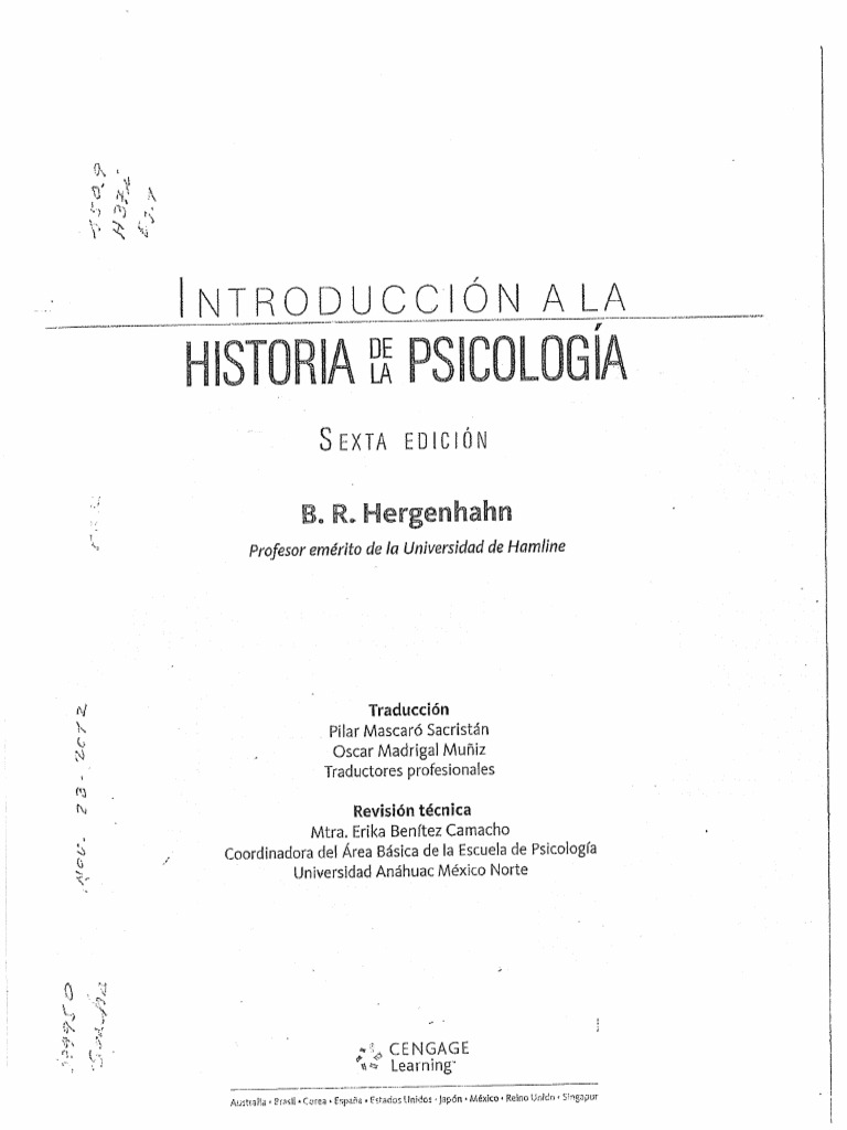 Introduccion A La Historia de La Psicologia-B.r. Hergenhahn | PDF