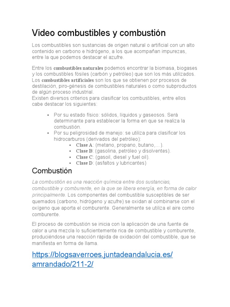 Tipos de combustibles y combustión | PDF | Ciencia y matemáticas
