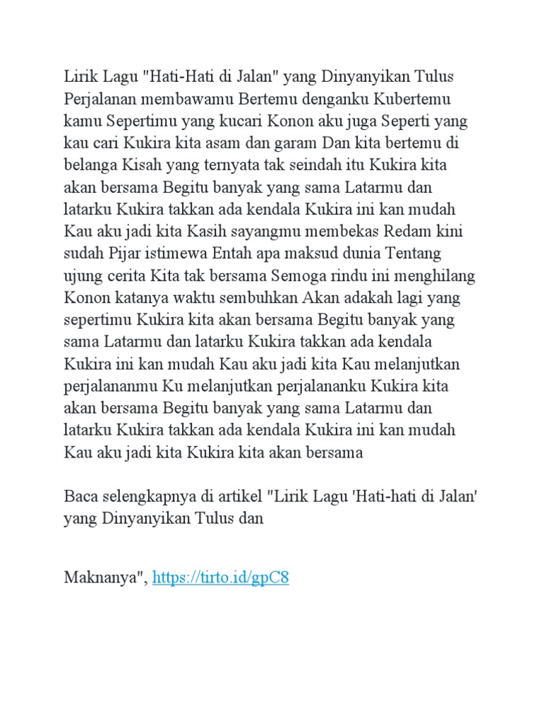 Lirik Lagu Tulus | PDF