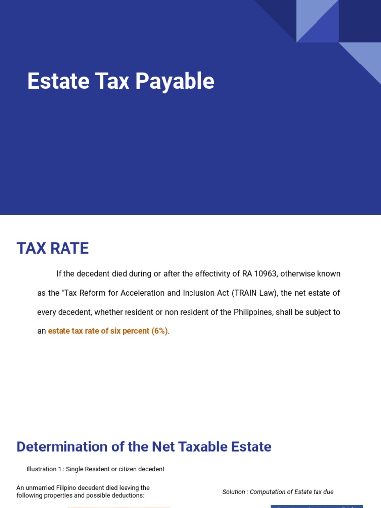 06 Estate Tax Payable | PDF | Estate Tax In The United States | Tax ...